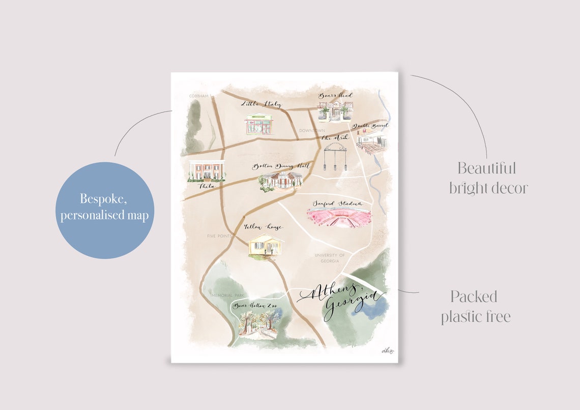 Personalised Map Illustration // Custom Map, Choose Your Locations ...