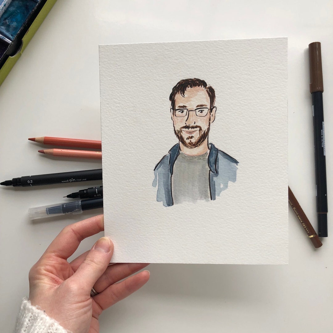 Illustrated Portraits // Short Time Portraits for Gift, Wedding Name ...