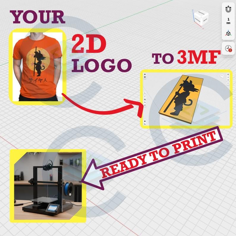Convert 2D Logo to 3D Model - STL/3MF File for 3D Printing - MAX 3 ...