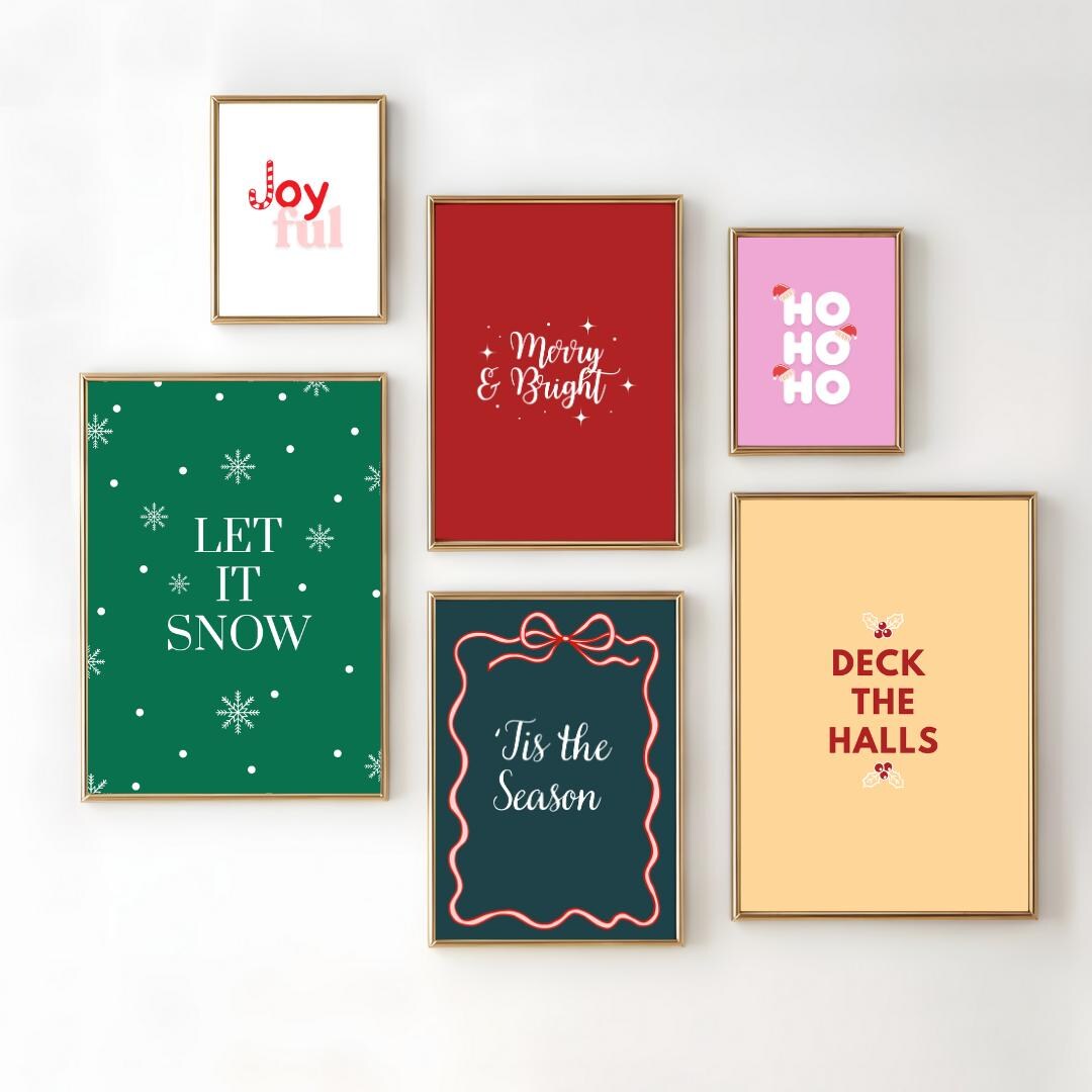 Christmas Poster Set, Festive Holiday Wall Art (digital Download) - Etsy