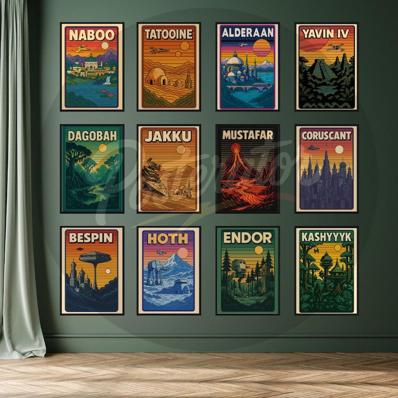 Star Wars Planets Poster Set 12 Digital Prints Tatooine, Hoth, Endor ...