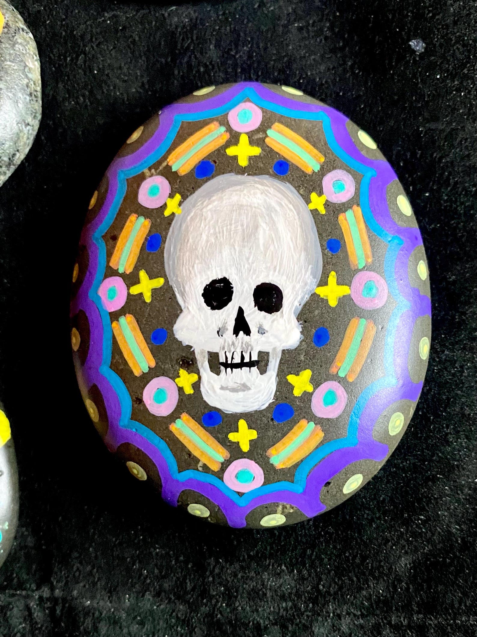 Set of 5 Neon Pattern Hand Painted Skull Rocks - Etsy