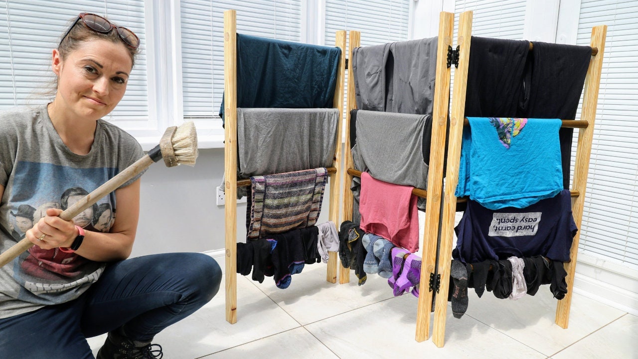 PLANS: DIY Easy Wooden 3 Folding DIY Clothes Drying Rack/laundry ...