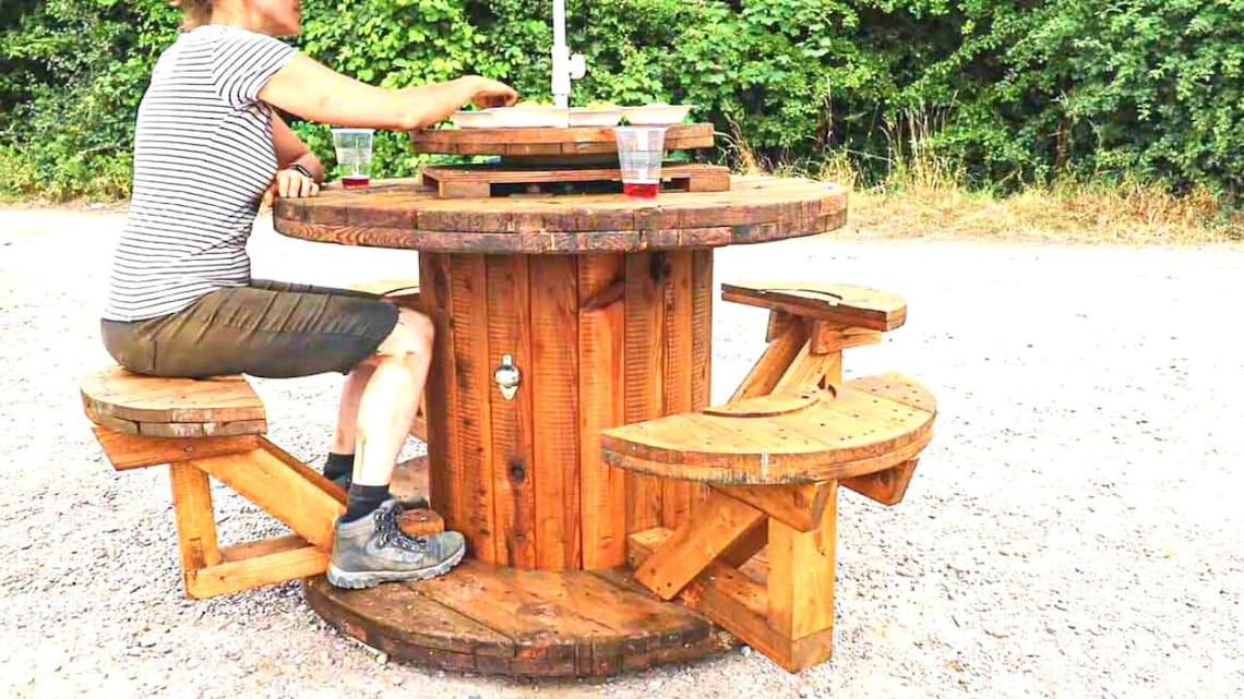PLANS: Wooden Cable Reel Table Patio Set | Wire Spool | Drum | Round ...