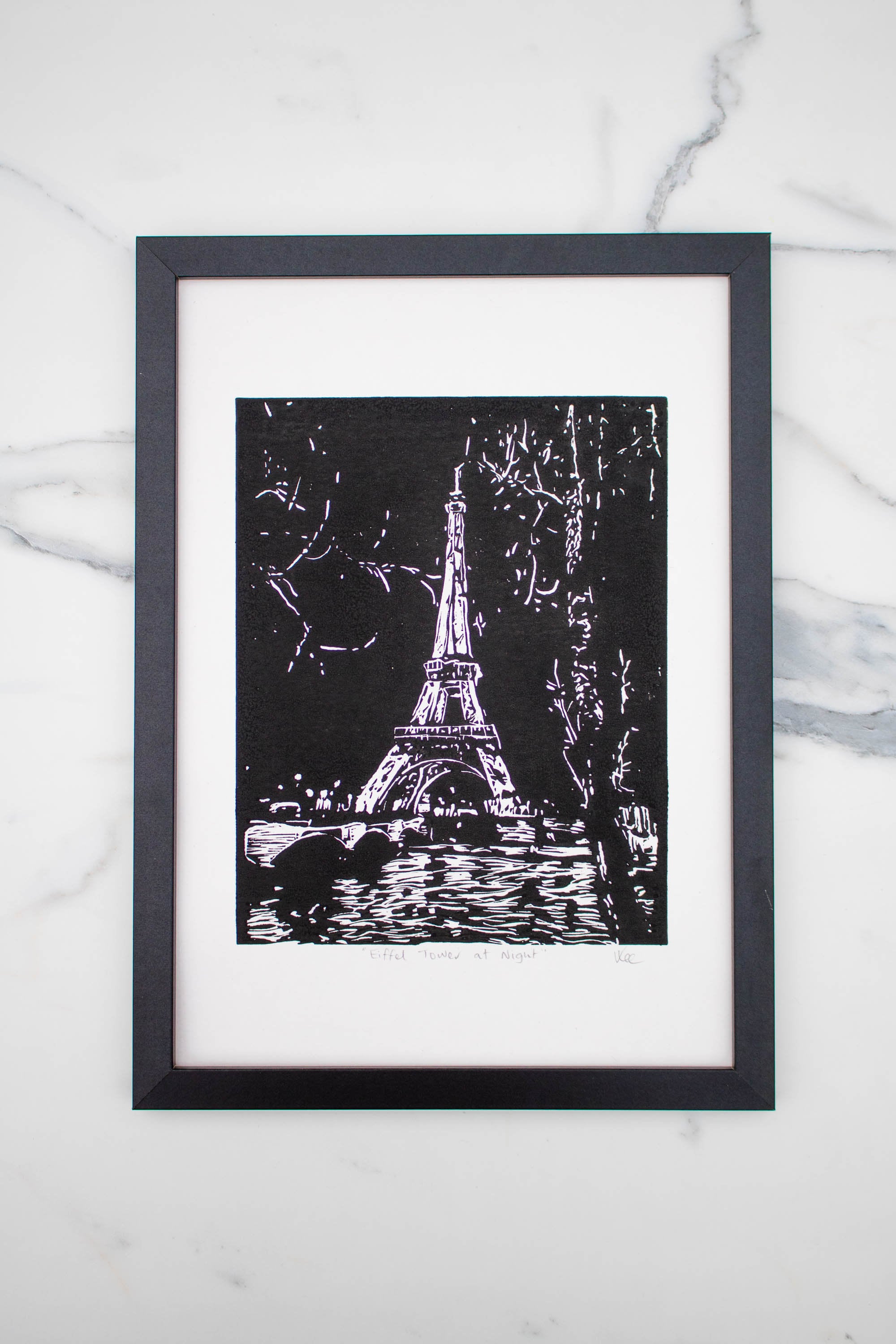Linocut Eiffel Tower Print | Original Lino Cut Parisian Art | Signed ...