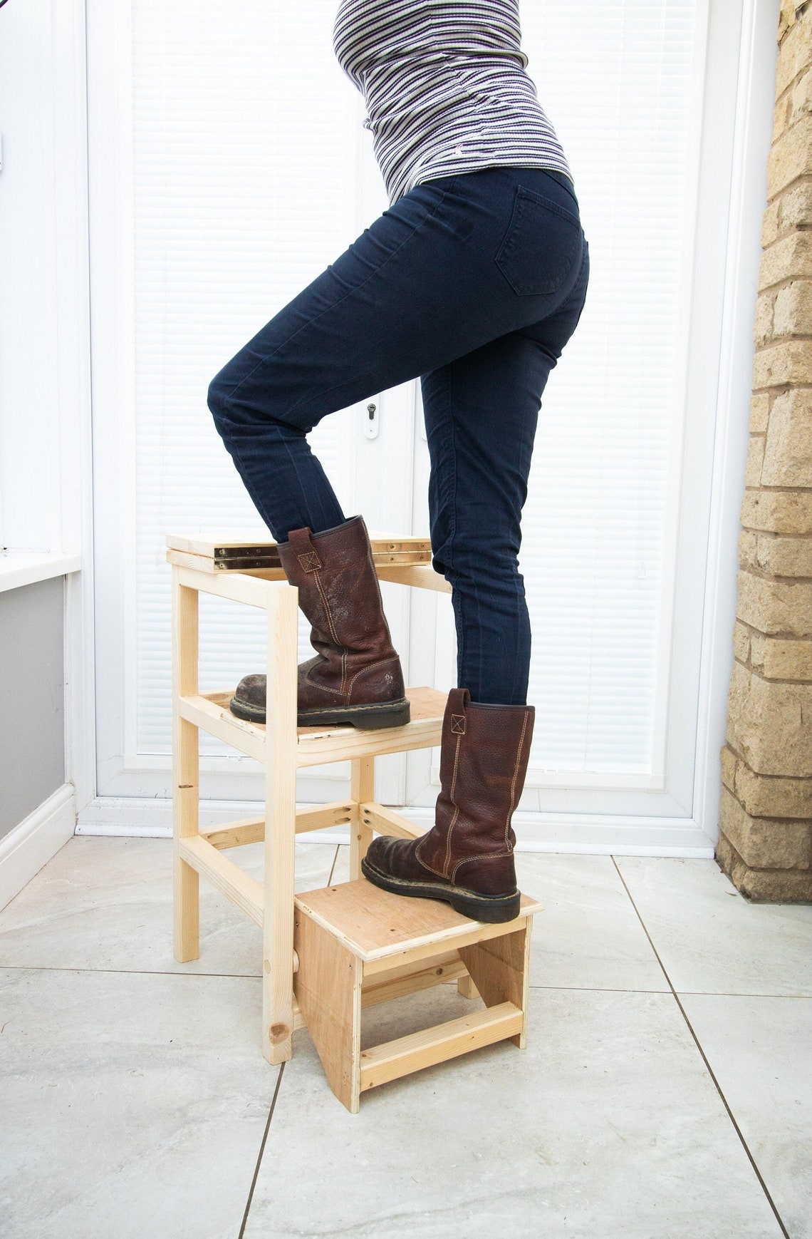 PLANS: DIY Easy Shop Stool With Folding Step Ladder/space Saving Foot ...