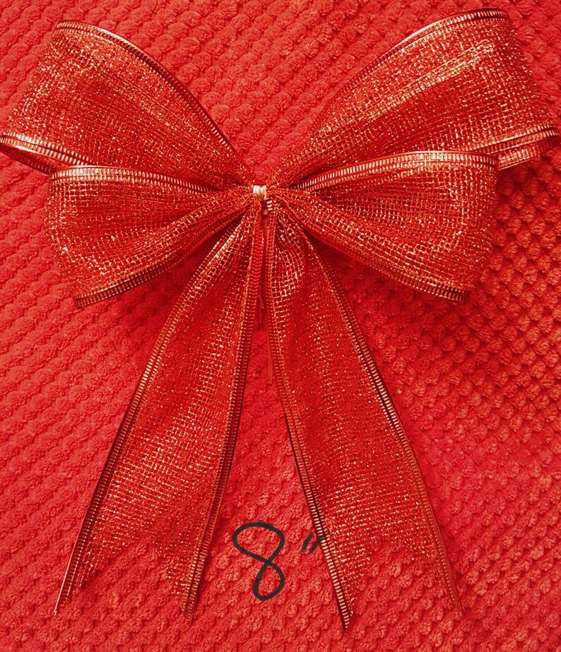 Tree Topper Red Mesh Sparkle Decoration Bow Large - Etsy