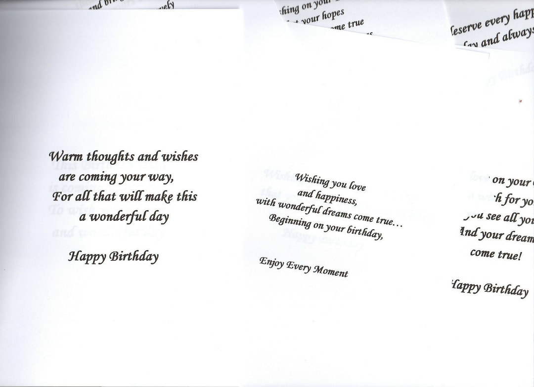 Pack of 70 X Birthday Card Inserts to Fit A5 and A6 Cards. 80gsm White ...