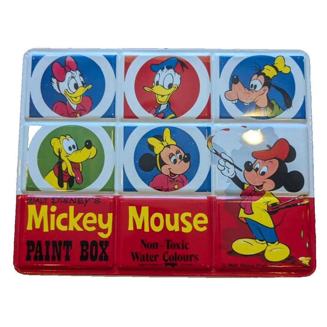 Vintage Watercolour Paint Box Tin Litho Mickey Mouse 80 Colors Page ...