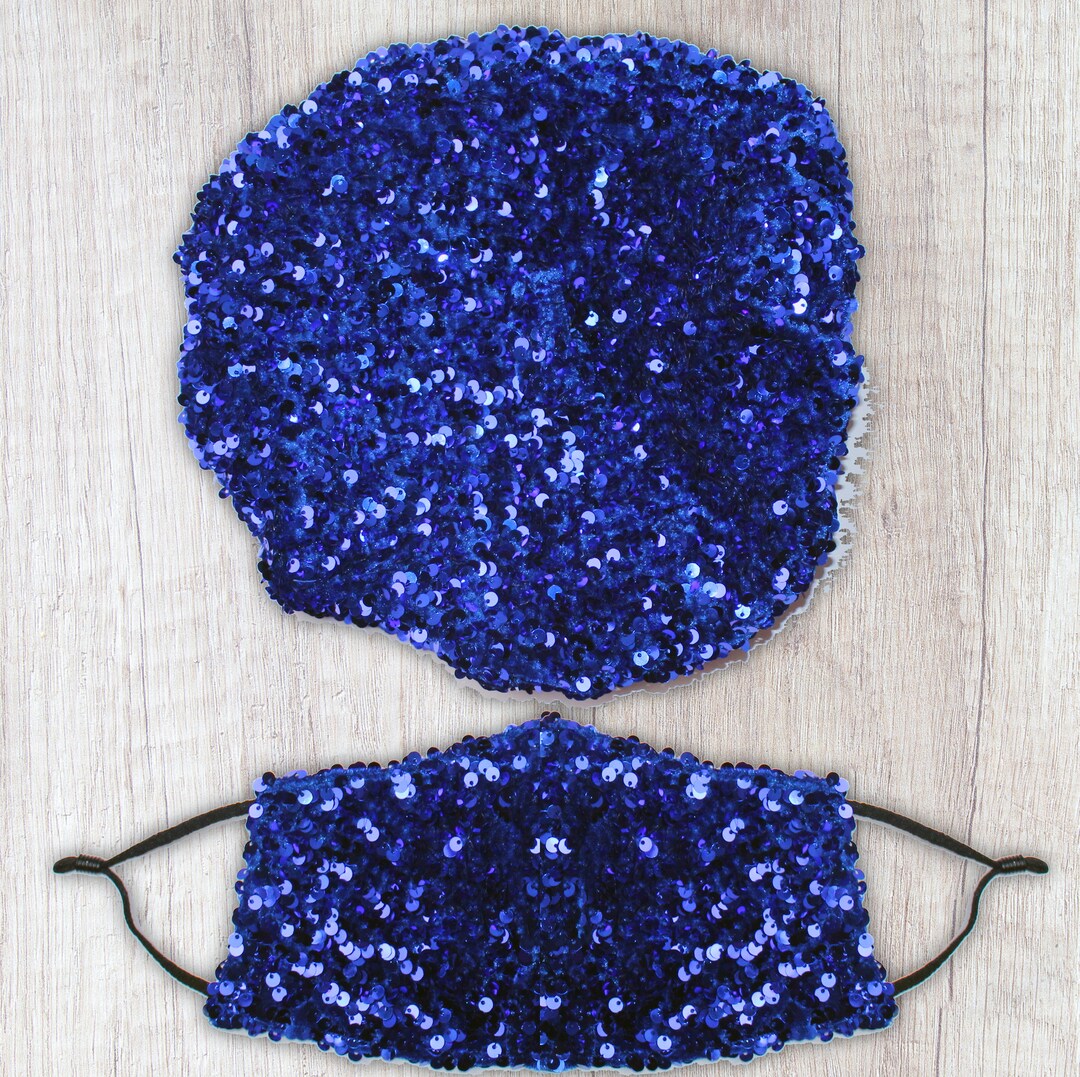 Blue Matching Sequin Beret and Sequin Mask/french Beret/funeral Hat ...