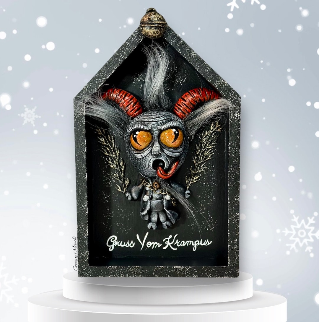 Gruss Vom Krampus Hand Sculpted Clay Mantle Sculpture - Etsy