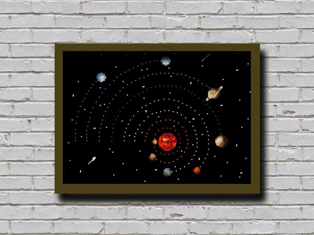 SPC9 Solar System Orbit Cross Stitch Pattern Space Decor World Globe ...