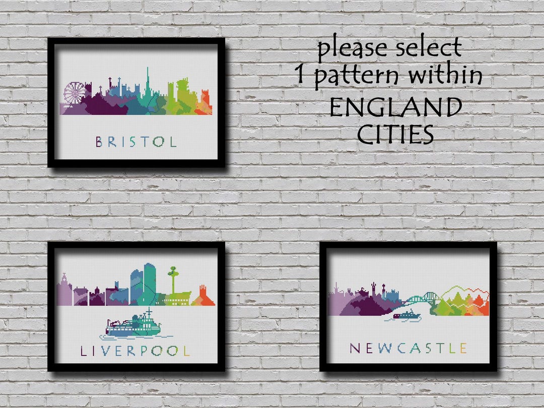 Custom City Skyline Cross Stitch Pattern CS49 Bristol, CS106 Liverpool ...