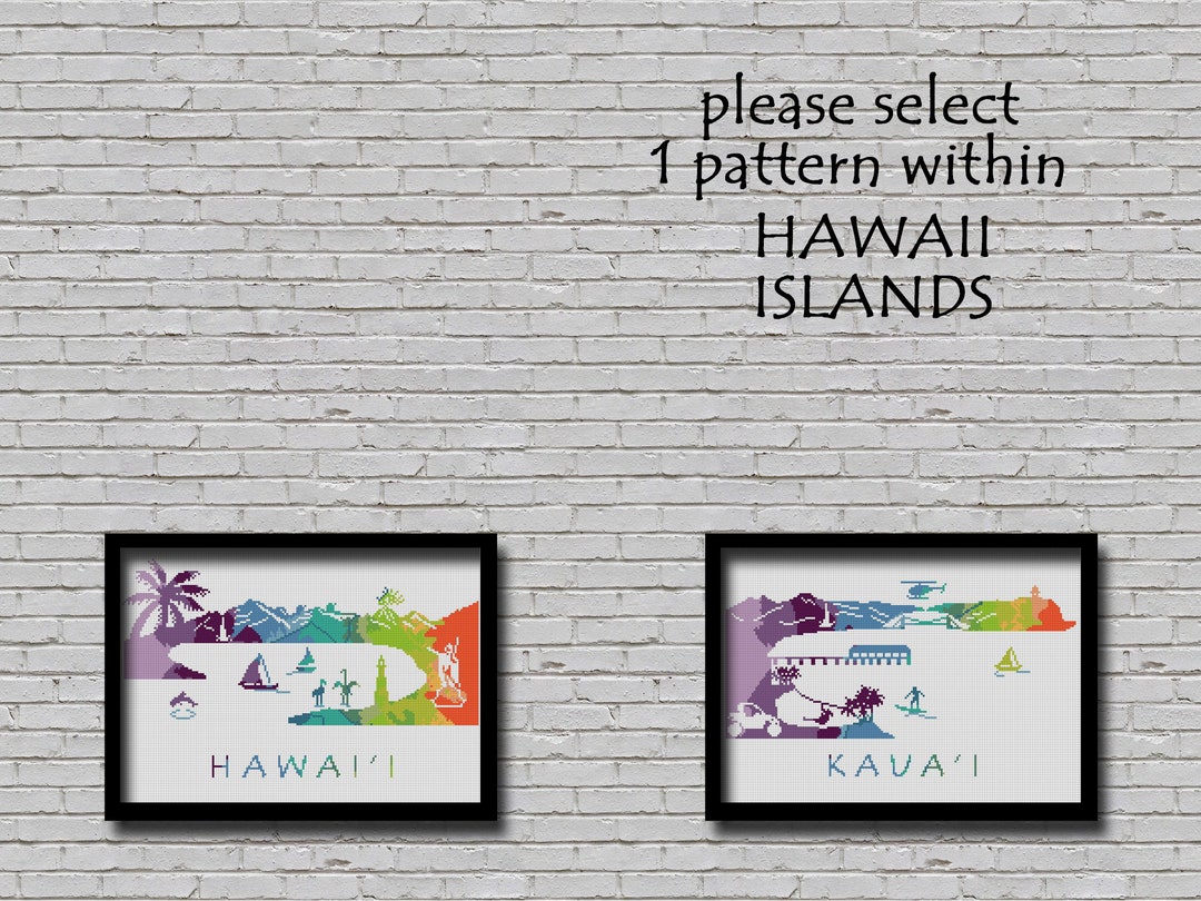 Custom Cross Stitch Pattern hawai'i kaua'i Islands of Hawaii Silhouette ...