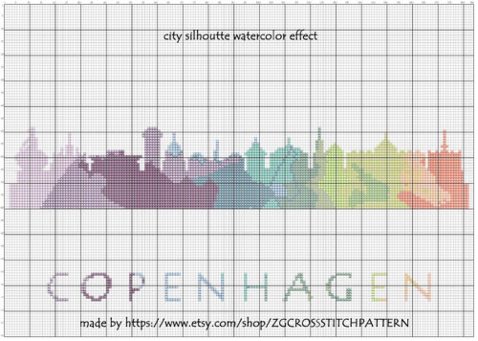 Cross Stitch Pattern Copenhagen Denmark Europe City Silhouette ...