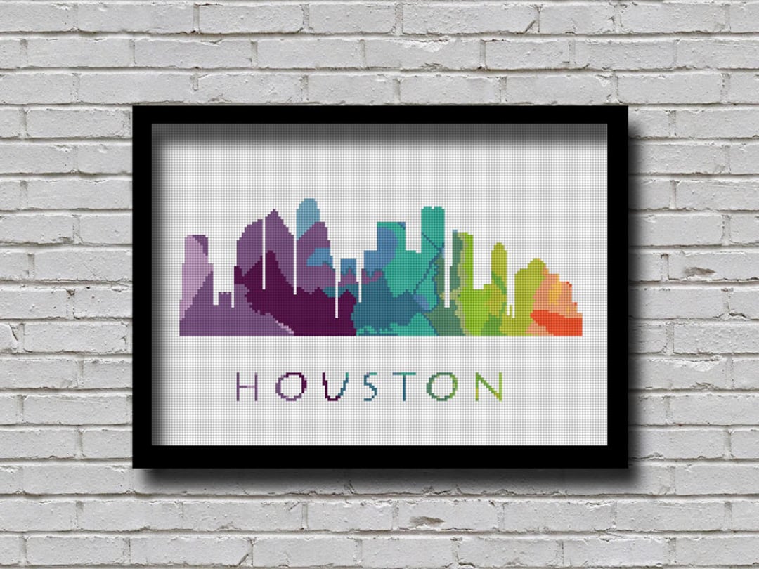 Cross Stitch Pattern Houston Texas Silhouette Watercolor - Etsy
