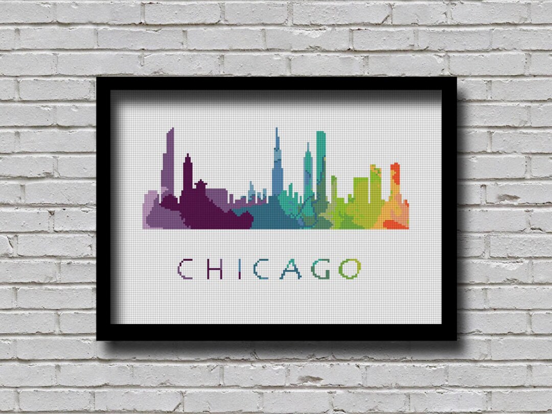 Cross Stitch Pattern Chicago Illinois Silhouette Watercolor - Etsy