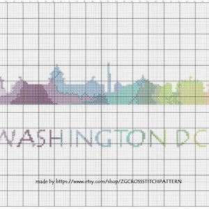 Cross Stitch Pattern Washington DC Silhouette Watercolor - Etsy