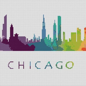 Cross Stitch Pattern Chicago Illinois Silhouette Watercolor - Etsy