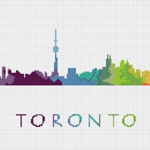 Cross Stitch Pattern Toronto Ontario Canada Capital City Silhouette ...