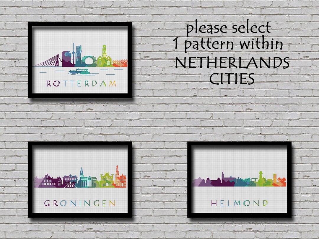 Custom City Skyline Cross Stitch Pattern CS263 Rotterdam, CS184 ...