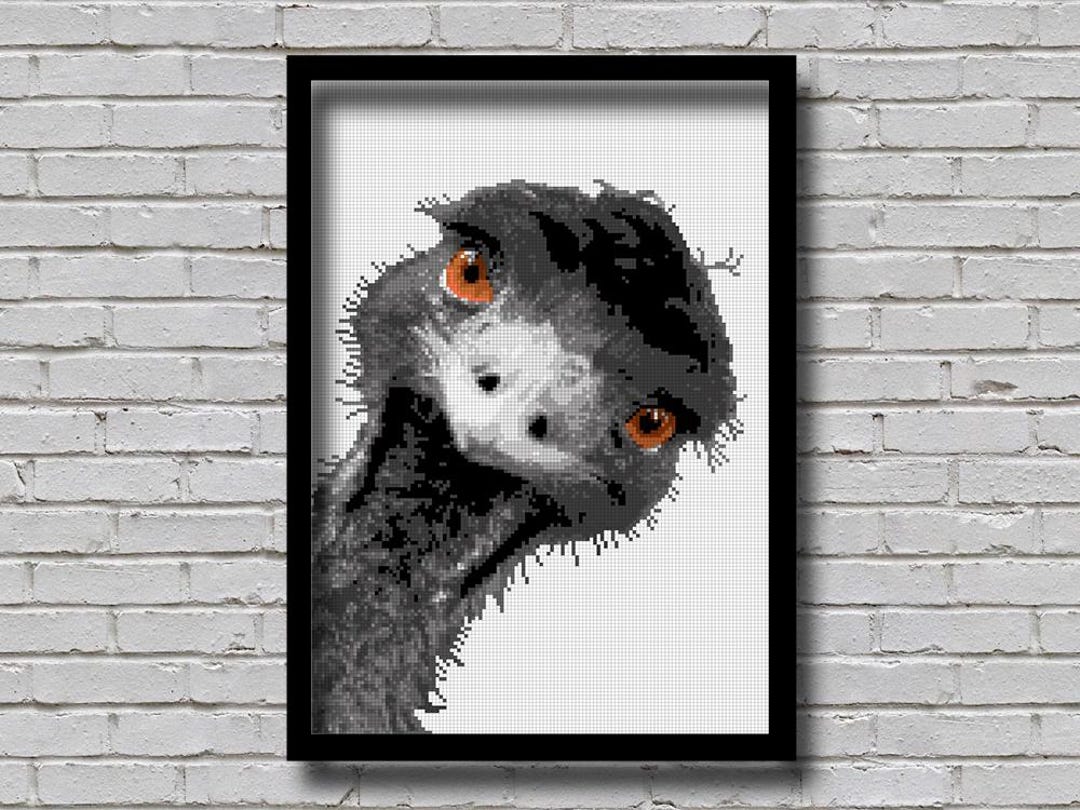 Peek62 Cross Stitch Pattern Peek A Emu Pdf Peeking Animal Digital ...