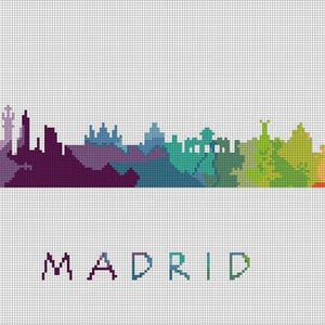 Cross Stitch Pattern Madrid Spain Silhouette Watercolor Effect - Etsy