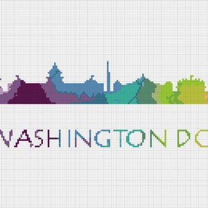 Cross Stitch Pattern Washington DC Silhouette Watercolor - Etsy