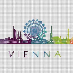 Cross Stitch Pattern Vienna Austria Europe City Silhouette Watercolor ...