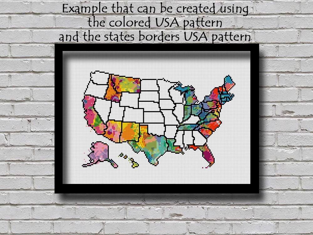 CSM2 US Counted Cross Stitch Pattern United States Map Travel Usa ...