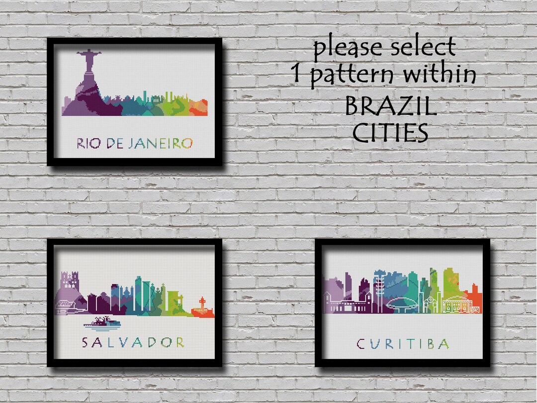 Custom Cross Stitch Pattern CS13 Rio De Janeiro, CS107 Curitiba, CS248 ...