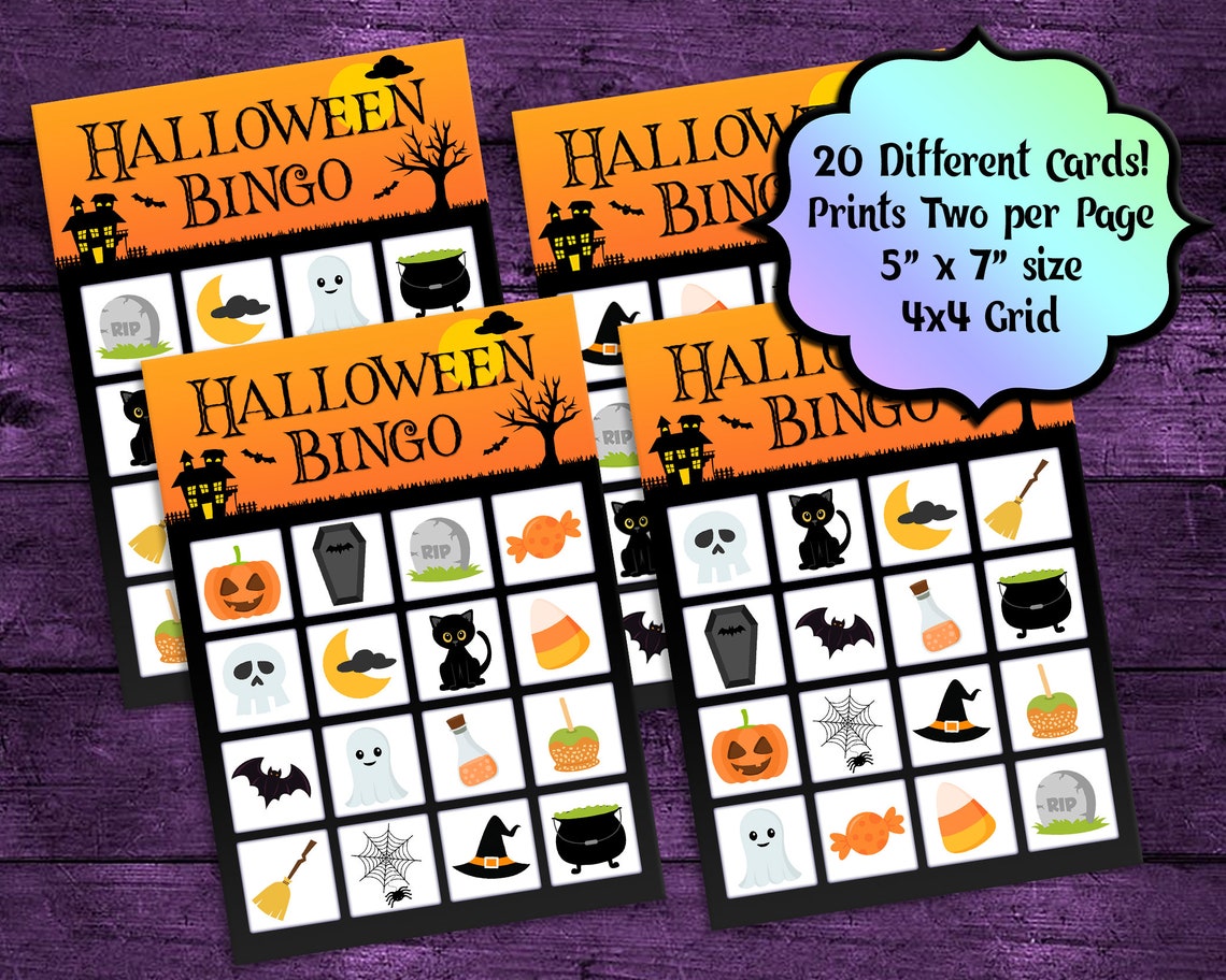 HALLOWEEN Bingo! - 20 Players - Printable Pdfs - INSTANT DOWNLOAD ...