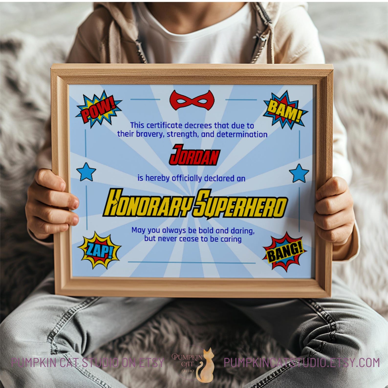 Classic Superhero Certificate 11x8.5" - Editable Canva Template ...
