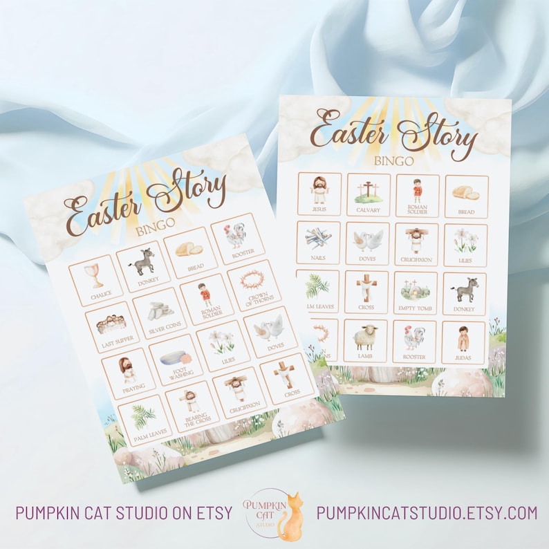 Easter Story Bingo - 50 Cards - 4x4 Grid - Printable Christian Game for ...