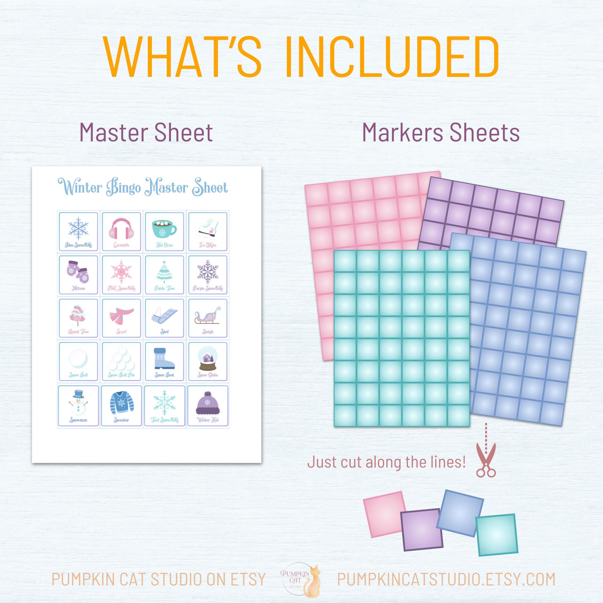 Winter Bingo Set - 30 Players - 4x4 Grid - Printable Pdfs - Instant ...