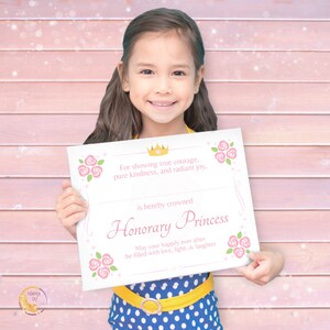 Honorary Princess Certificate Sleeping Beauty Themed Party Favor and ...