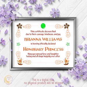 Custom Honorary Princess Certificate Personalized Moana Themed Party ...
