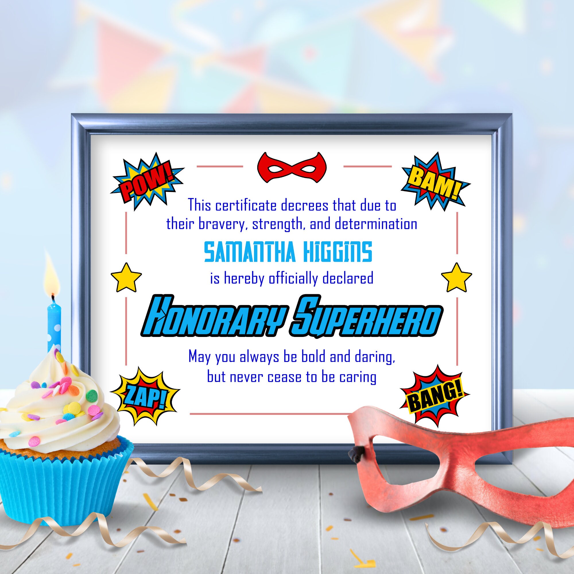 Custom Honorary Superhero Certificate Personalized Party Favor and ...