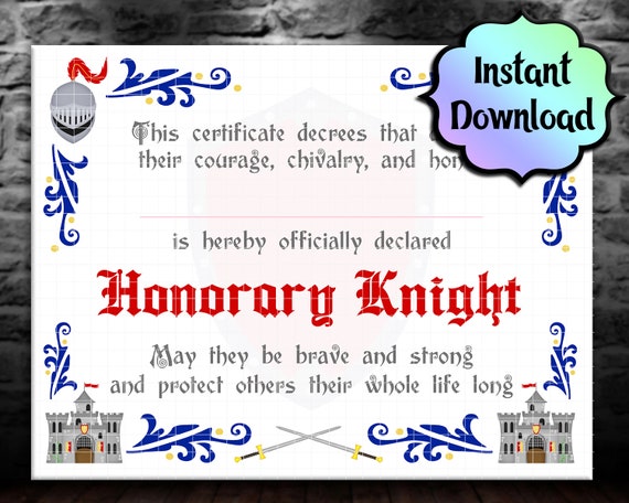 Knight Of The Month Certificate