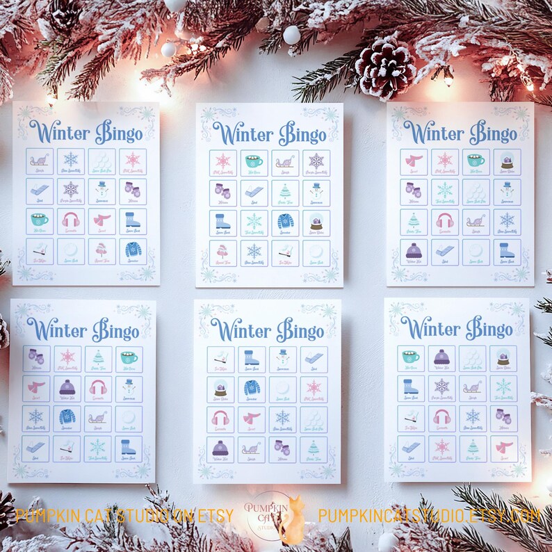 Winter Bingo Set - 30 Players - 4x4 Grid - Printable Pdfs - Instant ...