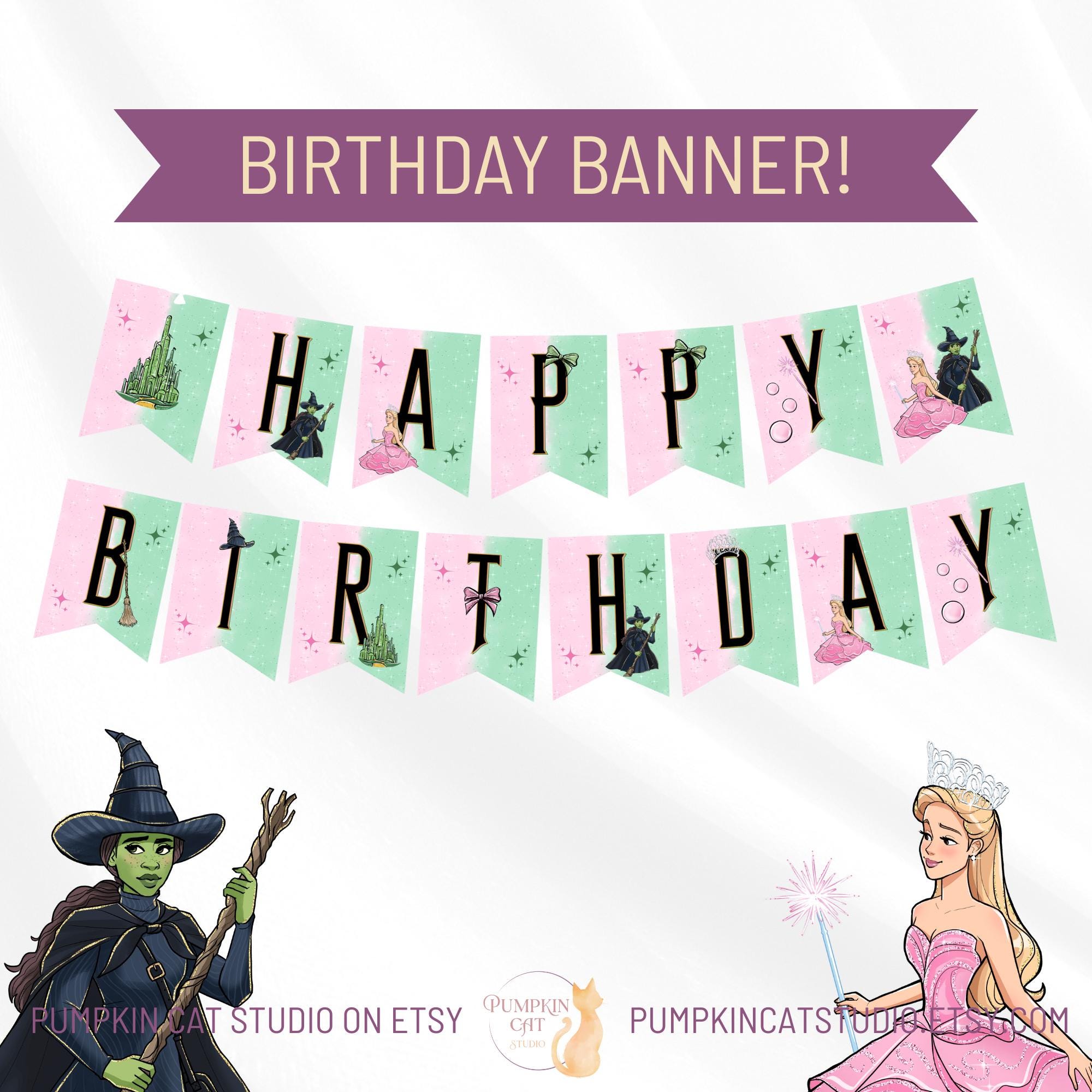 Wicked Themed Birthday Banner - Kids Party Printable - WK1025 - Etsy