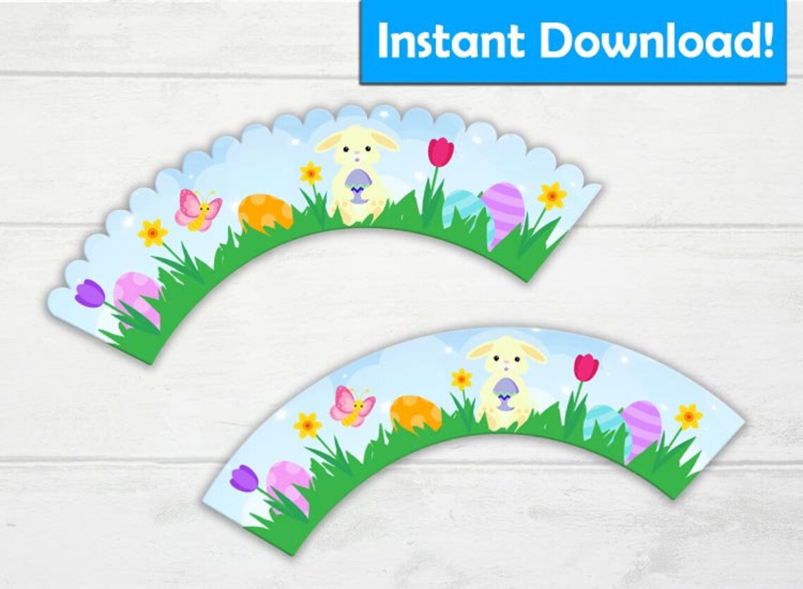 Printable Easter Cupcake Kit - Cupcake Toppers AND Wrappers - INSTANT ...
