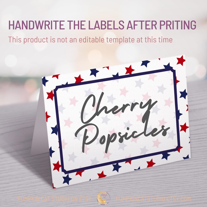 Printable Stars and Stripes Food Label Tent Cards - Independence Day ...