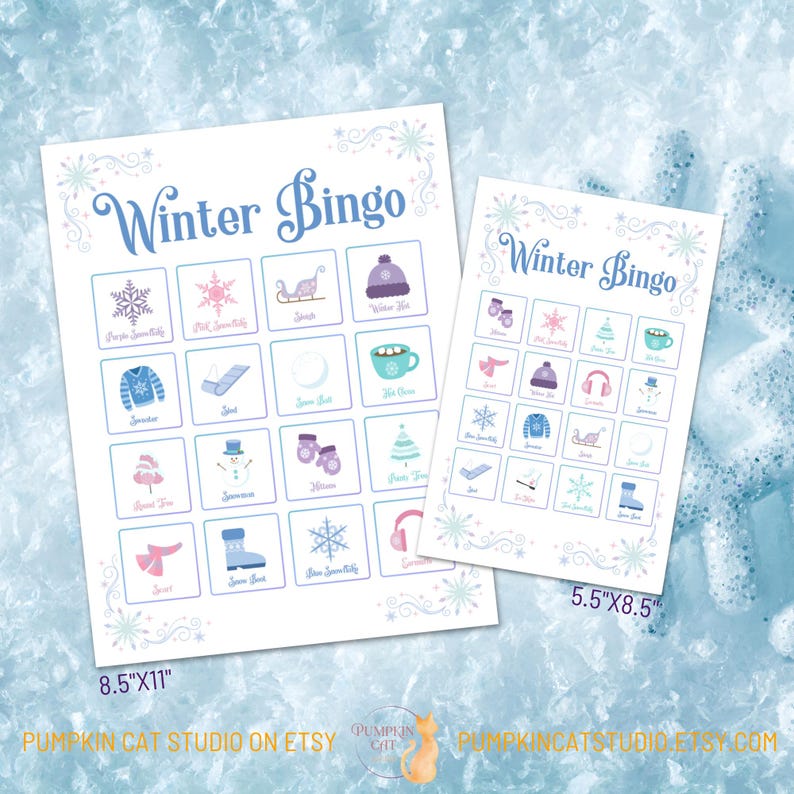Winter Bingo Set - 30 Players - 4x4 Grid - Printable Pdfs - Instant ...
