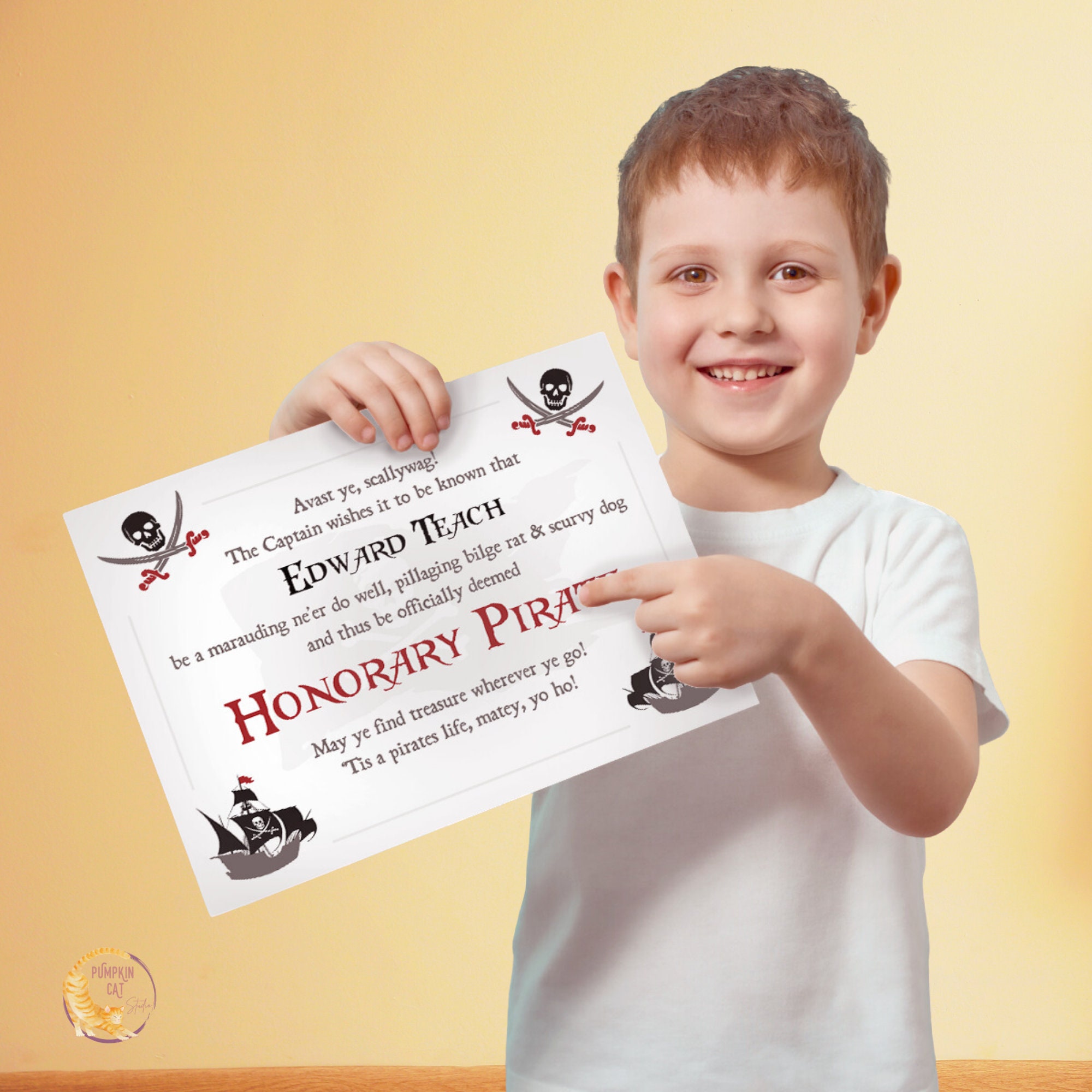 Custom Honorary Pirate Certificate Personalized Party Favor and ...