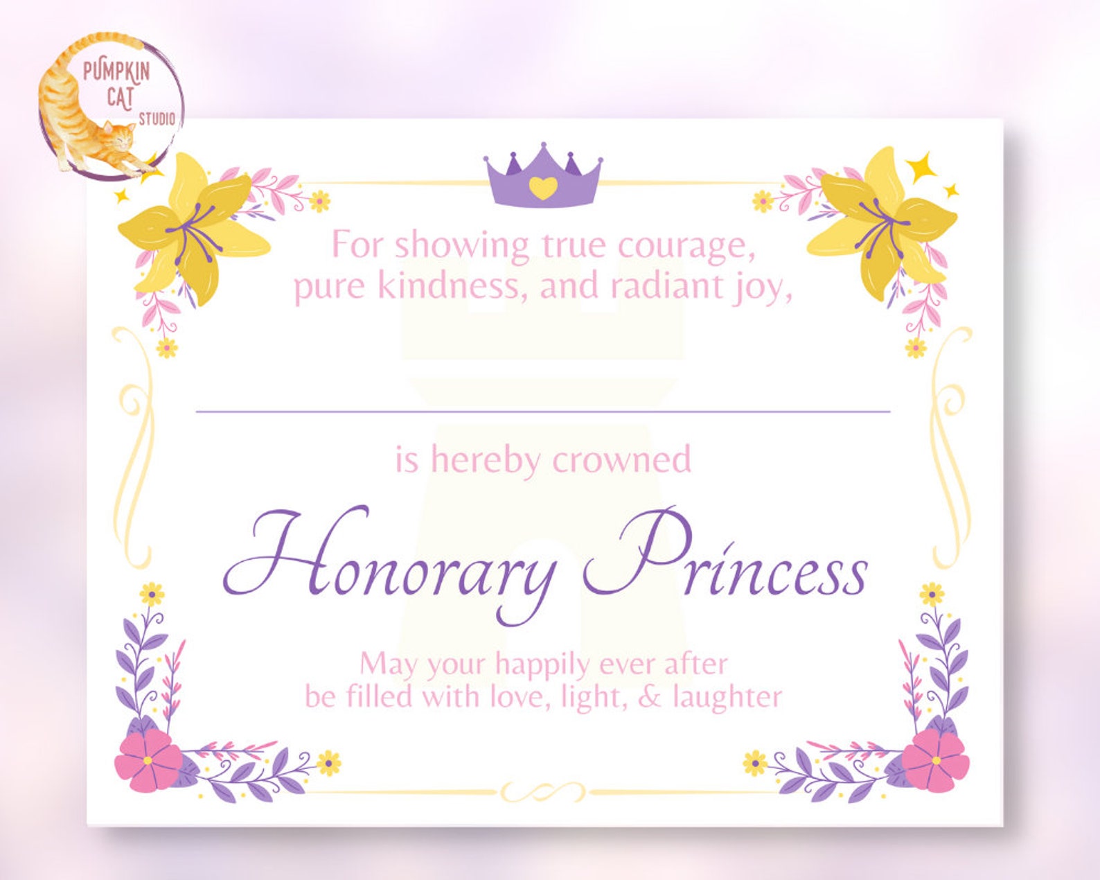 RAPUNZEL Princess Certificate PRINTABLE Instant Download - Etsy