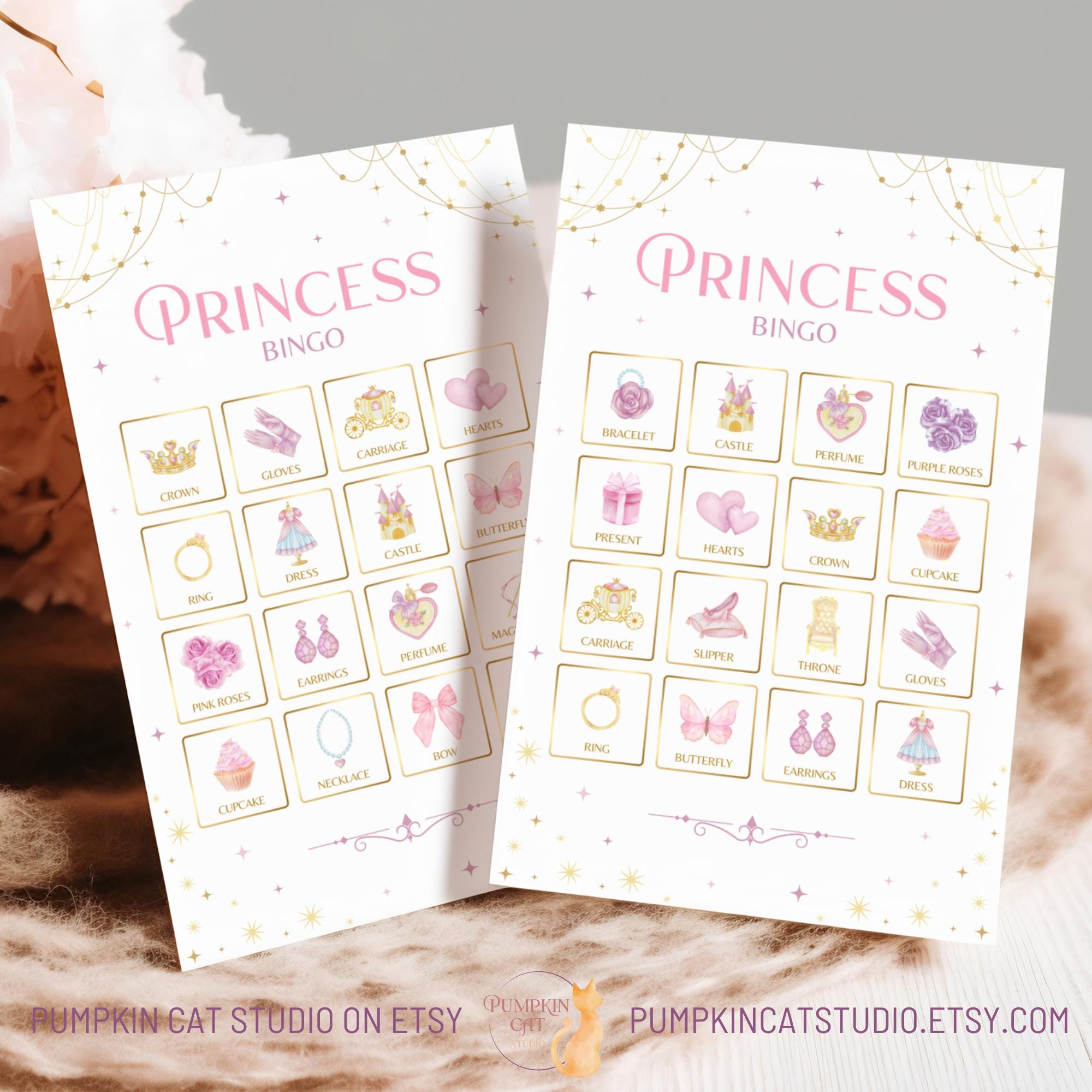 Princess Bingo Set - 30 Players - 4x4 Grid - Printable Pdfs - Instant ...