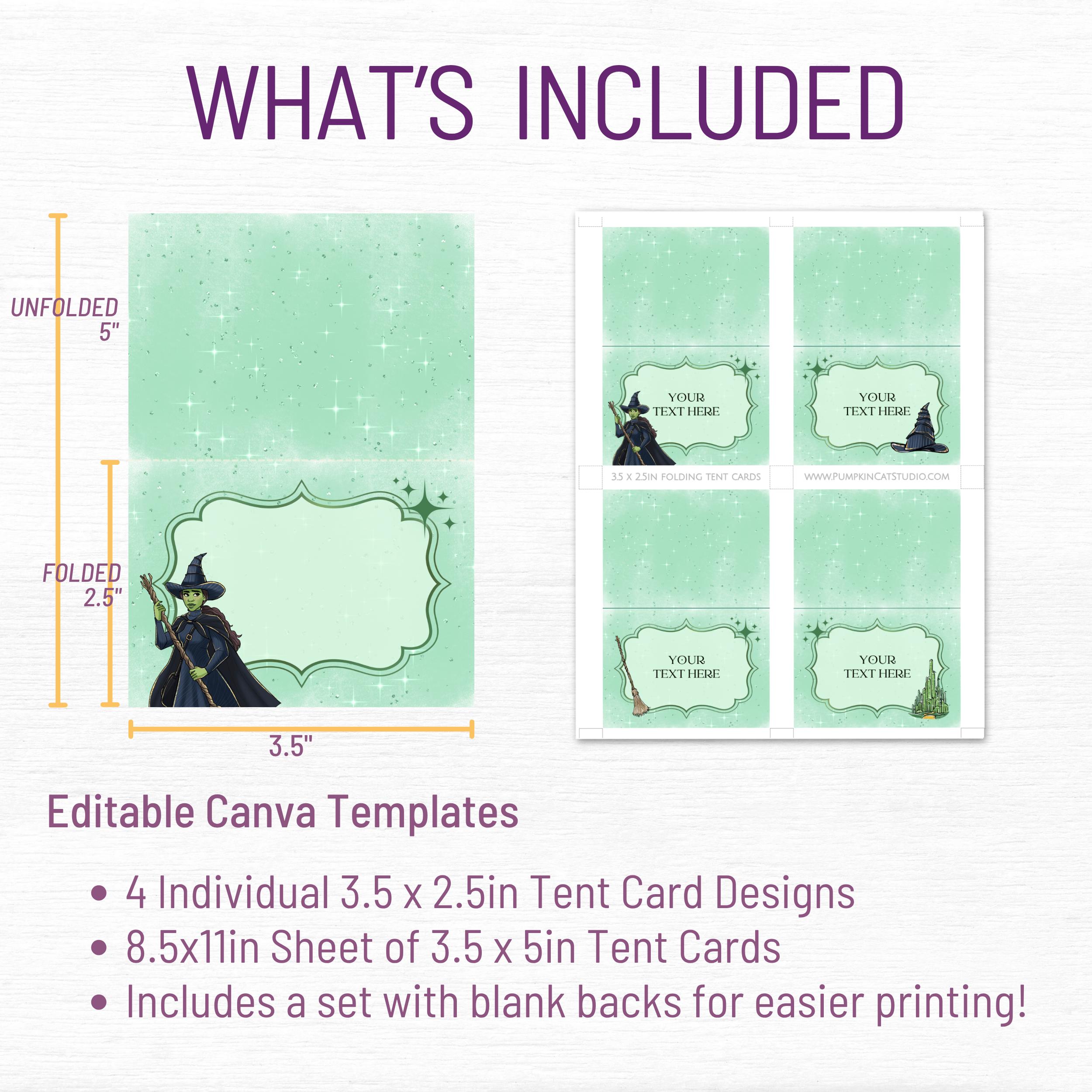 Wicked Inspired Food Labels or Place Cards - 3.5x2.5in Editable Canva ...