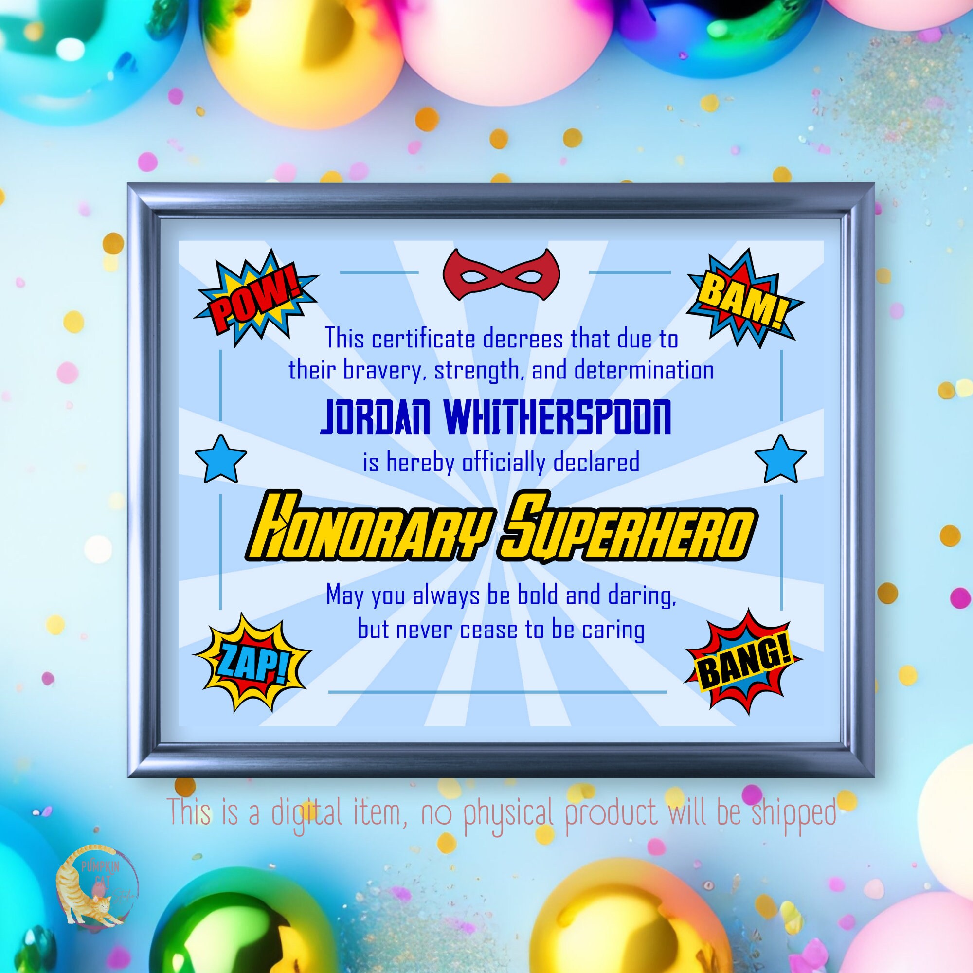 Custom Honorary Superhero Certificate Personalized Party Favor and ...