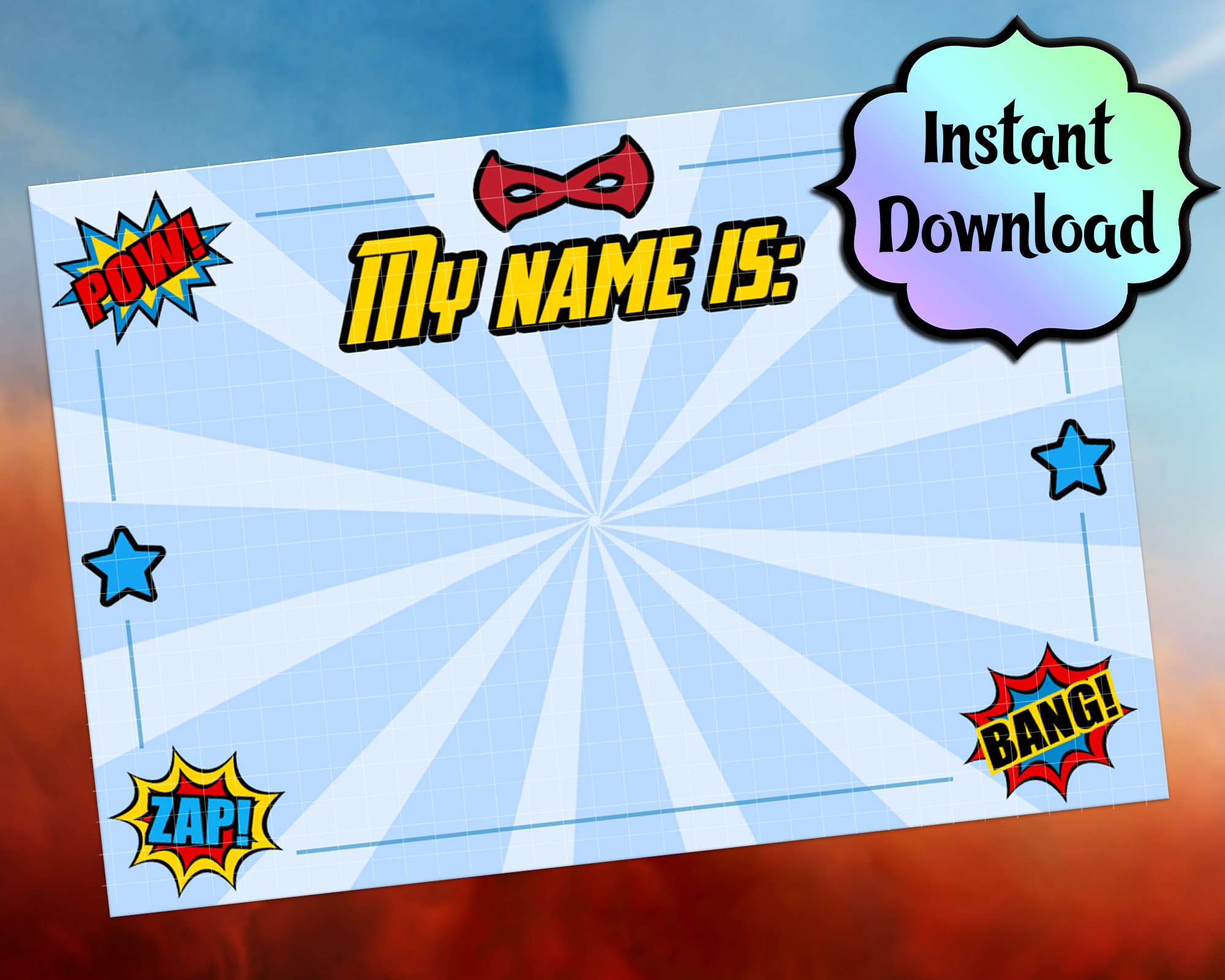 SUPERHERO Name Tags and Labels Printable for Adhesive Labels | Etsy